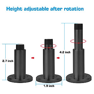 Hommyzone Adjustable Height Door Stopper,304 Stainless Steel Door Stop with Rubber Buffer, Wall Mounted Door Holder, Heavy Duty Doorstops Hardware for Home Office (Black)