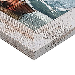 Golden State Art, 5x7 Picture Frame - Country Wood Grain Style - Tabletop Display, Back Hangers for Wall Display - Great for Photos, Gift, Pictures, Wedding, Portraits (2 Pack, White)