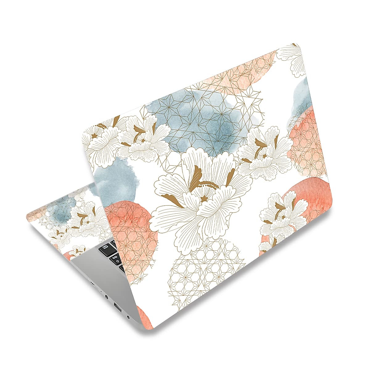 Newplenty Laptop Skin Sticker,13.3 14 15 15.4 15.6 inch Laptop Skins,Universal Vinyl Decal,Dustproof Scratch Resistant Reusable Cover Protector with Free 2 Wrist Pads (Flower 3)