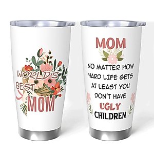 KOPOEELK Mom Tumbler, Mom Birthday Gifts From Daughter Son, 20oz Insulated Stainless Steel Tumbler with Lid, Flower Mug for Mothers Day Gifts