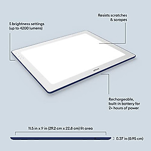 Cricut BrightPad Go Weeder Guide Design Bundle Cordless Portable Lightweight Light Box Five Brightness Settings Rechargeable LED Bright Pad for Vinyl Iron-On Weeding Drawing Tracing Crafting