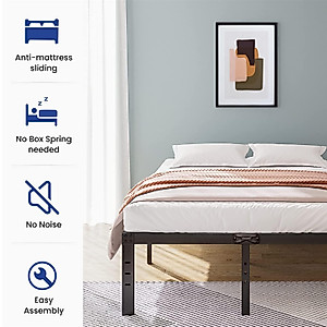 Bed Frame Queen Size 14 inch Tall Storage,Platform Metal BedFrame for Kids Boys Girls, Heavy Duty Support,No Box Spring Needed, Easy Assembly, Noise Free, Black (Queen, 14in)