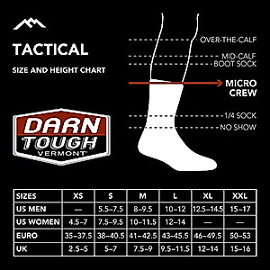 Darn Tough Tactical Micro Crew Light Cushion Socks (T3001) Unisex – (Black, X-Large)