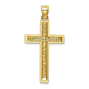 Diamond2Deal Gift for Mothers Day 14K Yellow Gold Diamond-Cut Latin Religious Crucifix Cross Pendant Fine Jewelry for Women