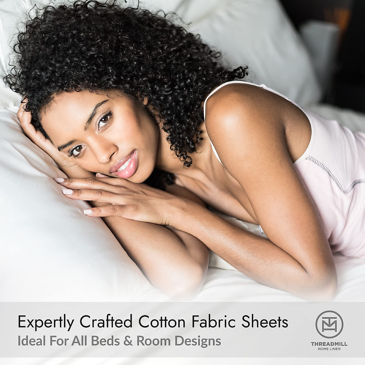 Threadmill 100% Organic Cotton Sheets for King Size Bed | GOTS Certified Hotel Percale Sheets | Deep Pocket King Sheets | 4 Piece King Size Sheets | White Sheets