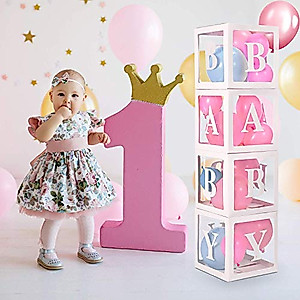 Baby Box Baby Shower Decorations Clear Baby Shower Decorations Block Boxes Baby Shower Birthday Party Gender Reveal Baby Boxes with Letters for Baby Shower