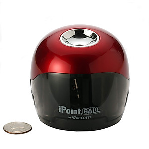 Westcott iPoint Ball Battery Pencil Sharpener, Red/Black (15570)
