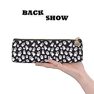 Halloween Ghost Pencil Case Women Pen Pouch Simple Carrying Box for Adult With Smooth Zipper Durable Lightweight for Office Organizer Storage Bag