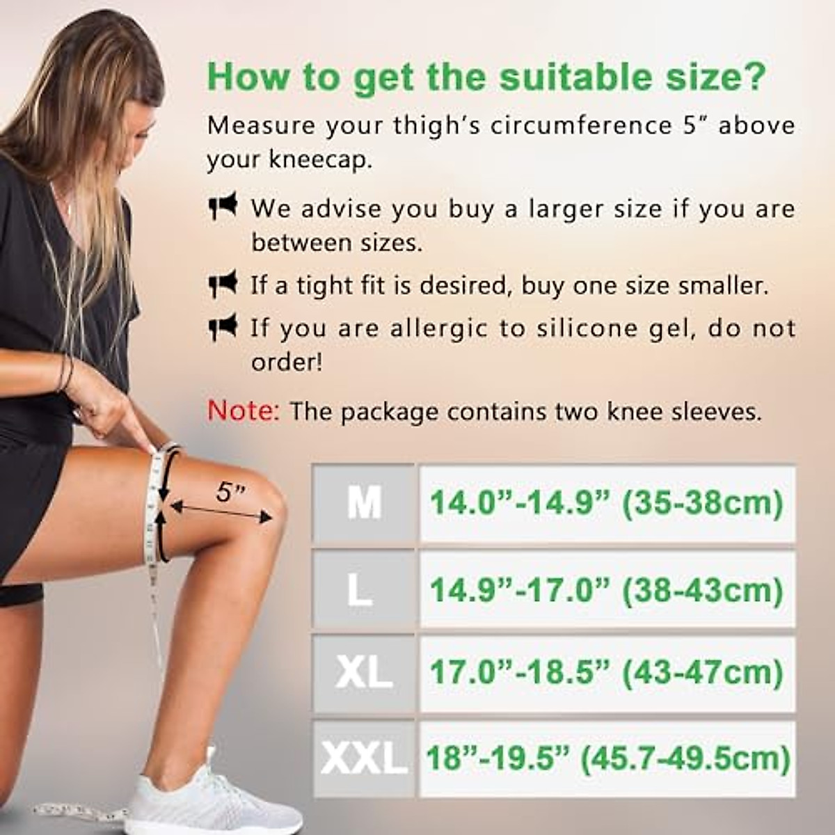 beister Full Leg Sleeve, Knee Braces for Knee Pain Women & Men, Knee Compression Sleeves, Knee Support for Meniscus Tear, ACL, Arthritis, Joint Pain Relief,Sport (Pair)