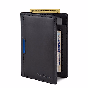 SERMAN BRANDS - Wallets for Men Slim Mens leather RFID Blocking Minimalist Card Front Pocket Bifold Travel Thin (Charcoal Black 5.0)
