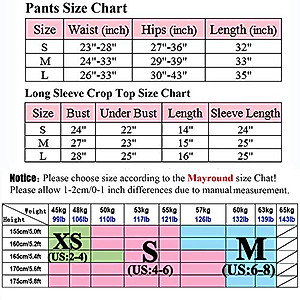 MAYROUND Women 2 Pieces Yoga Workout Outfit Ribbed Seamless Leggings and Long Sleeve Crop Top Set Exercise Clothes