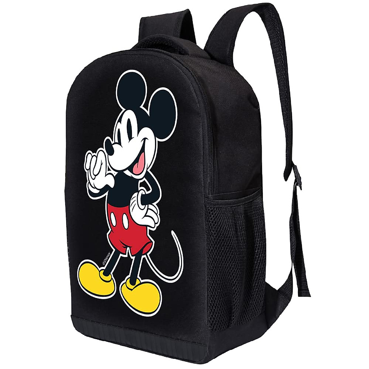 Disney Mickey Mouse Black Backpack for Kids and Adults - 17 Inch Air Mesh Padded Knapsack for School and Travel (Red-Yellow)