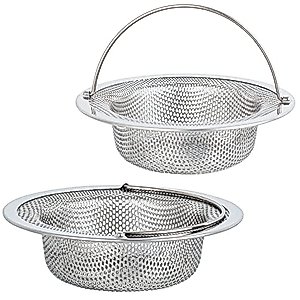 Kitchen Sink Strainer Basket Catcher with Upgrade Fast Flow Design, Qtimal 2 Pack Anti-Clogging Stainless Steel Drain Filter with Handle for Most Kitchen Drains, Rust Free and Dishwasher Safe