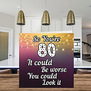 Stuff4 Fun 80th Birthday Cards for Men Woman - Look It - Funny Birthday Card for Dad Mom Great Grandpa Grandma Nanny Gran Uncle Aunt, 5.7 x 5.7 Inch Greeting Cards, 80th Birthday Card