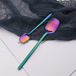 Uniturcky 28pcs Flatware Cutlery Set for 4, Matte Rainbow Silverware Set with Long Handle Spoon/Teaspoon/Fruit Fork, Tableware Eating Utensils Set, Satin Finish & Dishwasher Safe