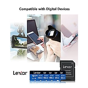 Lexar High-Performance 633x 512GB microSDXC UHS-I Card w/ SD Adapter, Up To 100MB/s Read, for Smartphones, Tablets, and Action Cameras (LSDMI512BBNL633A)