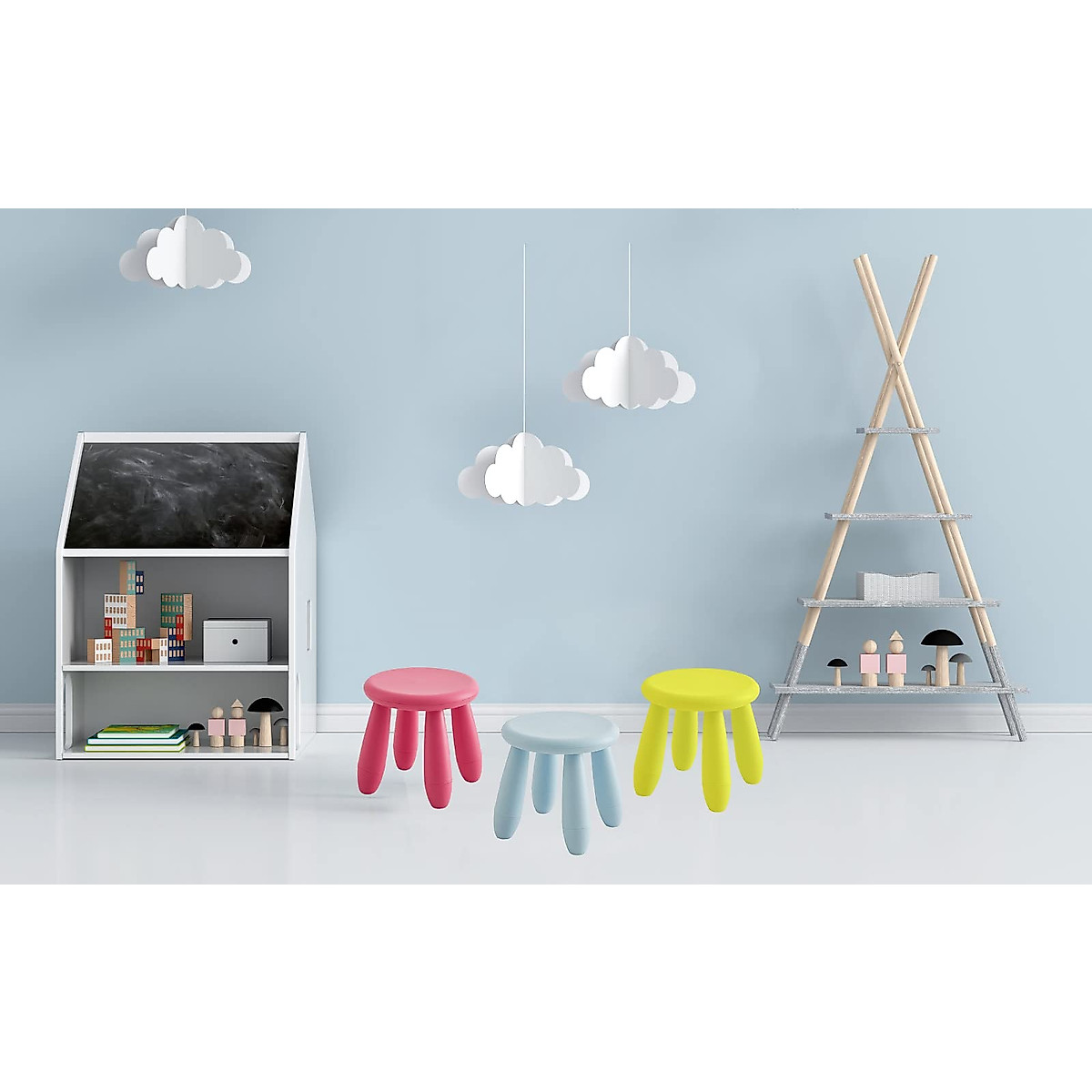 Soerreo Children's Footstools, Kindergarten Learning Stools,Children's Dresser Stool, Plastic Light Footstools are Durable and Movable (Blue)