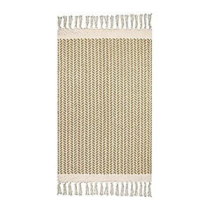 Lahome Boho Bathroom Rugs, Small 2x3 Front Door Mat Lightweight Kitchen Rug Woven Cotton Area Rug with Tassels, Farmhouse Non-Shedding Washable Throw Rug Low Pile Carpet for Entry Laundry, Khaki