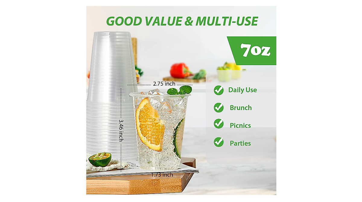 Lilymicky 500 Pack 7 oz Clear Plastic Cups, Disposable Drinking Cups ...