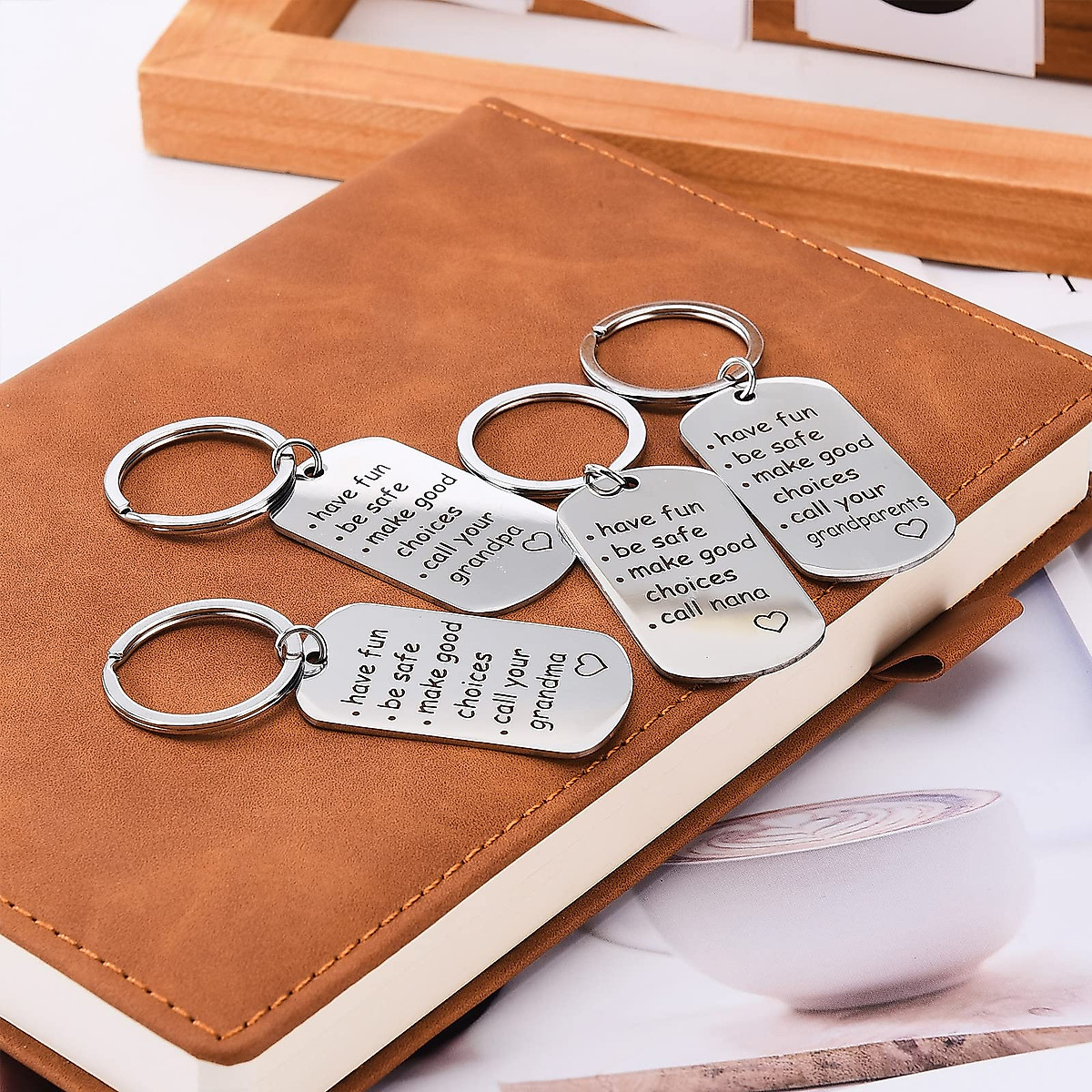 LIBOOI Drive Safe Keychain, Have Fun Be Safe Make Good Choices Stainless Steel Keychain Christmas Birthday Gifts