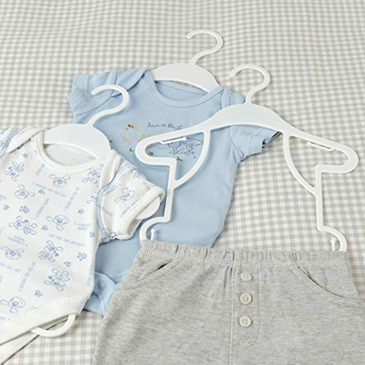 HANGERWORLD Pack of 15 White Plastic Frame Shop Display Hangers 10.2inch for Baby, Toddler and Children's Clothes Hanger