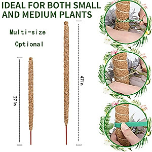 Galiejar Moss Pole,27'' Bendable Moss Pole for Plants Monstera,Plant Stakes Plant Support Monstera Pole Moss Poles for Climbing Plants (2PC)