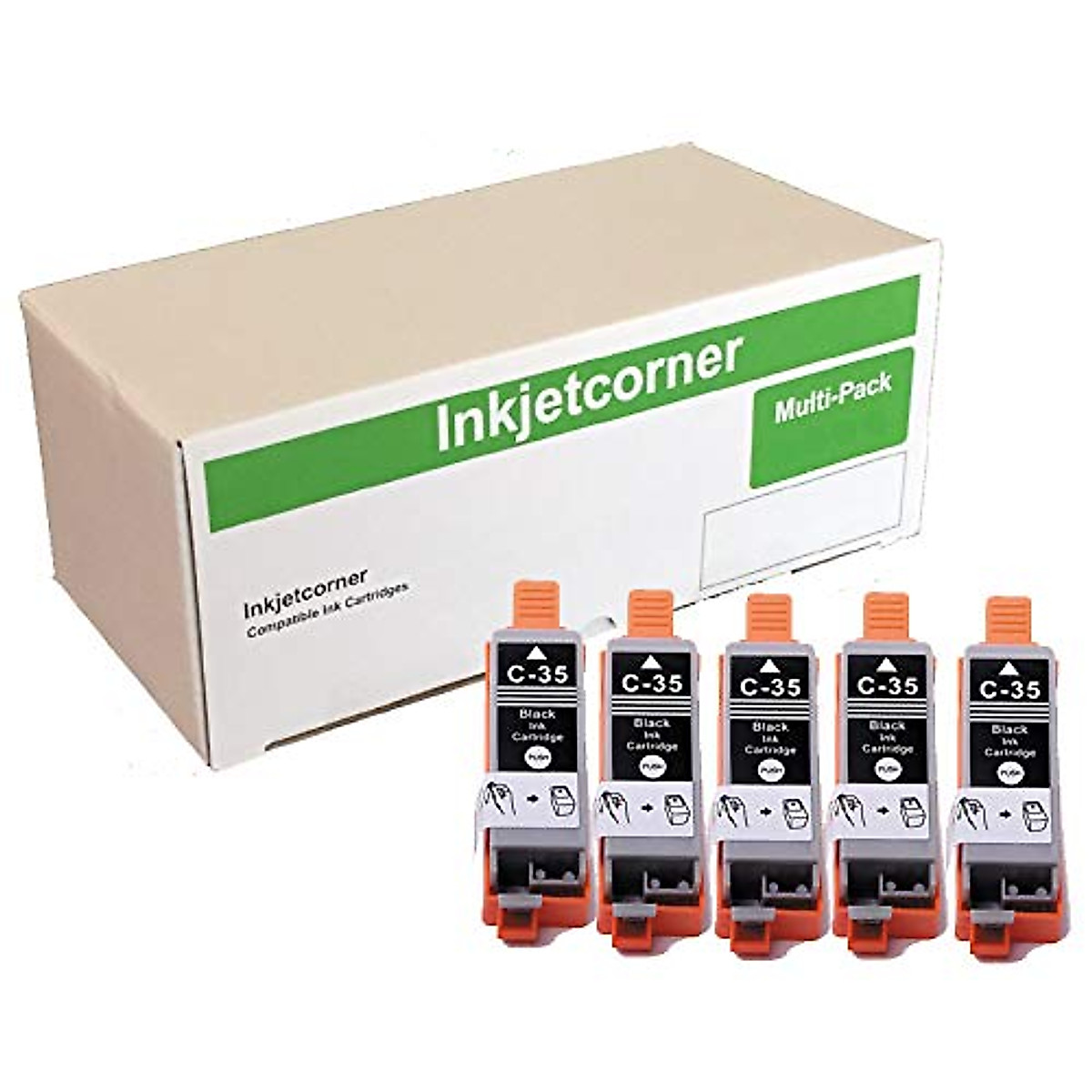Inkjetcorner Compatible Ink Cartridge Replacement for PGI-35 PGI-35BK for use with iP100 iP110 TR150 Printer (Black, 5-Pack)