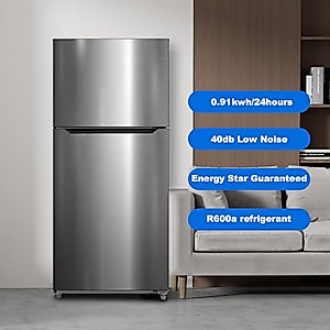 SMETA Top Freezer Refrigerator 30'', Frost Free Fridge 14.2 Cu Ft Refrigerators, Garage, Home, Office, Stainless Steel