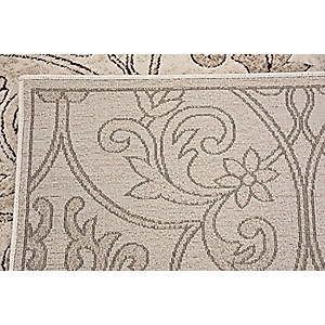 Unique Loom Rushmore Collection Classic Traditional White Tone-on-Tone Textured Intricate Design Area Rug (3' 0 x 9' 10 Runner, Tan/ Beige)