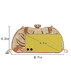 Felice Ann Mini Flower Rhinestone Studded Metal Top-Handle Bag Evening Clutch Chain Strap Cross Body Shoulder Bag