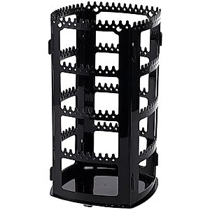 Sooyee 360 Rotating Earring Holder and Jewelry Organizer, 4 Tiers Jewelry Rack Display Classic Stand, 156 Holes and 160 Grooves for Necklaces Earrings Piercings, Black