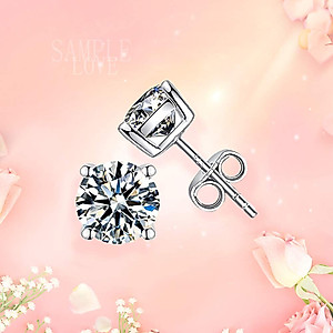 18K Gold Plated Sterling Silver Cubic Zirconia Stud Earrings 3mm-8mm Options, Simulated Diamond CZ Studs Hypoallergenic Jewelry (6mm, 18K White Gold Plated Sterling Silver - Silver)