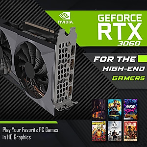 TechMagnet Gaming PC Desktop Intel core i7 8th Gen, Horizon+ with RTX-3060 12GB GDDR6, 16GB RAM, 256GB SSD, HDMI, DVI, VGA, Gaming Kit, Wi-Fi, Windows 11 Home (Renewed)