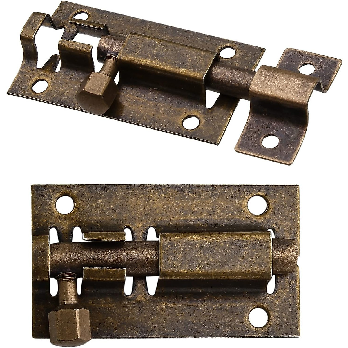 Mikayon 2 Inches Sliding Door Latch,6 Pcs Golden Latch Lock,Barrel Bolt Latch with Screws,Stainless Steel Barrel Bolt for Door Bedroom Bathroom Window Fence (Antique Bronze)