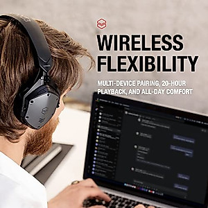 V-MODA M-200 ANC Noise Cancelling Wireless Bluetooth Over-Ear Headphones with Mic for Phone-Call, Matte Black
