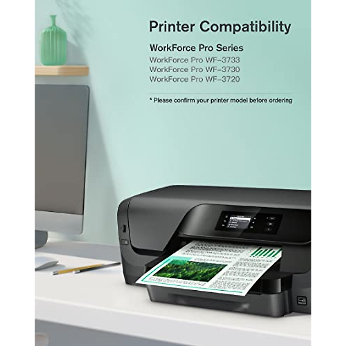 702 702XL 4 Pack Ink Cartridges Replacement for Epson 702 XL 702XL T702XL to use with Workforce Pro WF-3720 WF-3730 WF-3733 Printer New Upgraded Chips (1 Black, 1 Cyan, 1 Magenta, 1 Yellow)