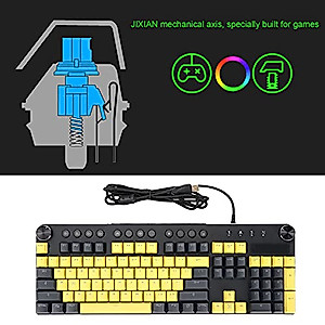 Mechanical Keyboard, N‑Key Rollover Suspension Keycap 104 Keys Ergonomic Mechanical Gaming Keyboard, for Computer Notebook PC Gamers