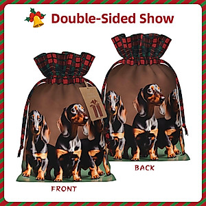 PULaif Dachshund Weiner Dog Christmas Drawstring Gift Bags, Large Size Christmas Bags For Gifts Party Favors, Xmas Gift Bags