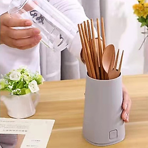 Cutlery Holder with Cover - CooSilo Plastic Chopsticks Holder Detachable Kitchen Cutlery Storage Organizer Utensils Fork Spoon Knives Storage Holder for Kitchen Cabinet or Pantry