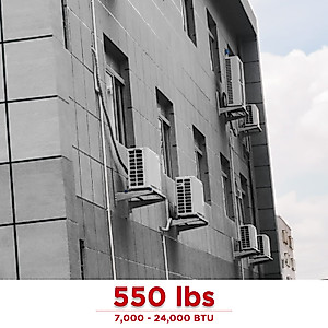 TURBRO Wall Mount Stand for Mini Split Ductless Air Conditioner Heat Pump System, Sturdy Stainless Steel Bracket w/Dual Cross-Bars, Support Condenser up to 550 lbs (7,000 - 24,000 BTU)