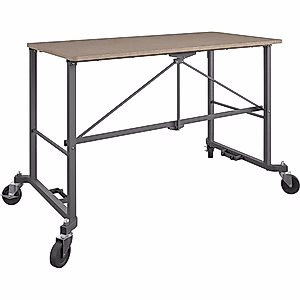 CoscoProducts 66720DKG1E COSCO Smartfold Portable Folding MDF Work top (Gray, 350 pounds) Workbench Desk, Tan