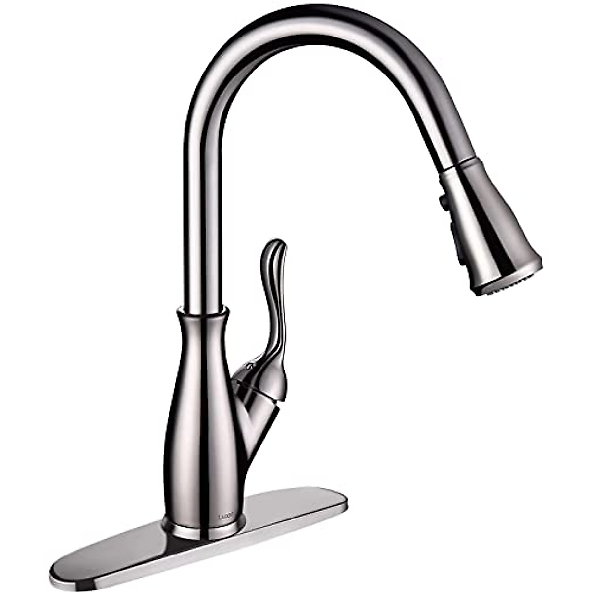 Luxice Faucet Pull Down Kitchen Faucet with Pull Out Sprayer, Kitchen Sink Faucet with Deck Plate, Faucets for Kitchen Sinks, Single-Handle, Pull Down Spray Head, Stainless Steel Brushed Nickel