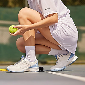 FitVille Wide Pickleball Shoes for Women Tennis Court Shoes with Arch Support for Flat Feet (8.5 Wide, Sky Blue)