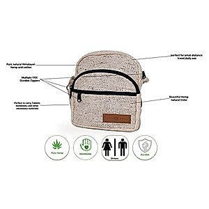 Crossbody Bag Purse Made From Pure Hemp - Unisex Hippie boho Tote Handmade shoulder bag for Travel, purse for men and women (Natural Khaki)
