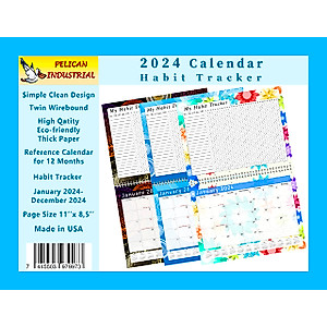 2024 Monthly Desktop/Wall Calendar/Planner - Habit Tracker - Daily, Weekly & Monthly Goal Motivational Habit Tracking Journal Inspirational - (Edition #07)