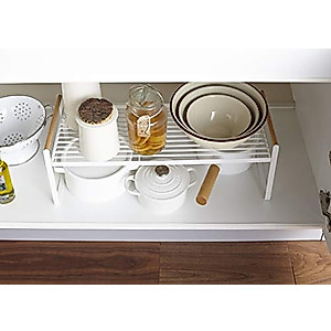 YAMAZAKI home Wired Organizer Rack-Kitchen Storage Shelves, One Size, White - 3803