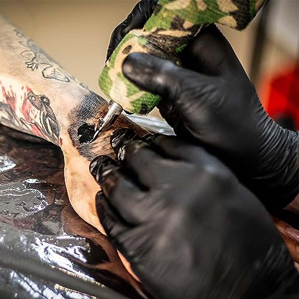 IRON MAMMOTH Nitrile Gloves Disposable Large Black Cleaning Gloves for Household 100-Count