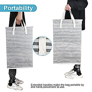 BOBSYHX Freestanding Laundry Basket Organizer, 72L Large Laundry Hamper with Long Handles, Cotton Linen Laundry Basket for Clothes and Toys, Foldable Waterproof Dirty Clothes Hamper