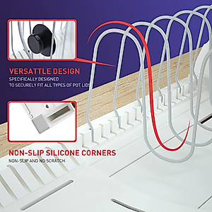 QTOP Expandable Pots and Pans Organizer, Pan Organizer Rack for Cabinet, with 10 Adjustable Compartments for Kitchen Cabinet Pot lid and Pan Cookware Baking Frying Rack,Bakeware Lid Plate Holder