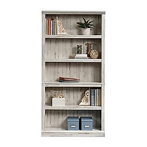 Sauder 5 Shelf Bookcase, White Plank Finish